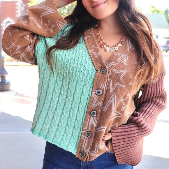 POL | Sweaters | 323 Pol Closeout Firm New Pol Colorblock Star Cardigan ...